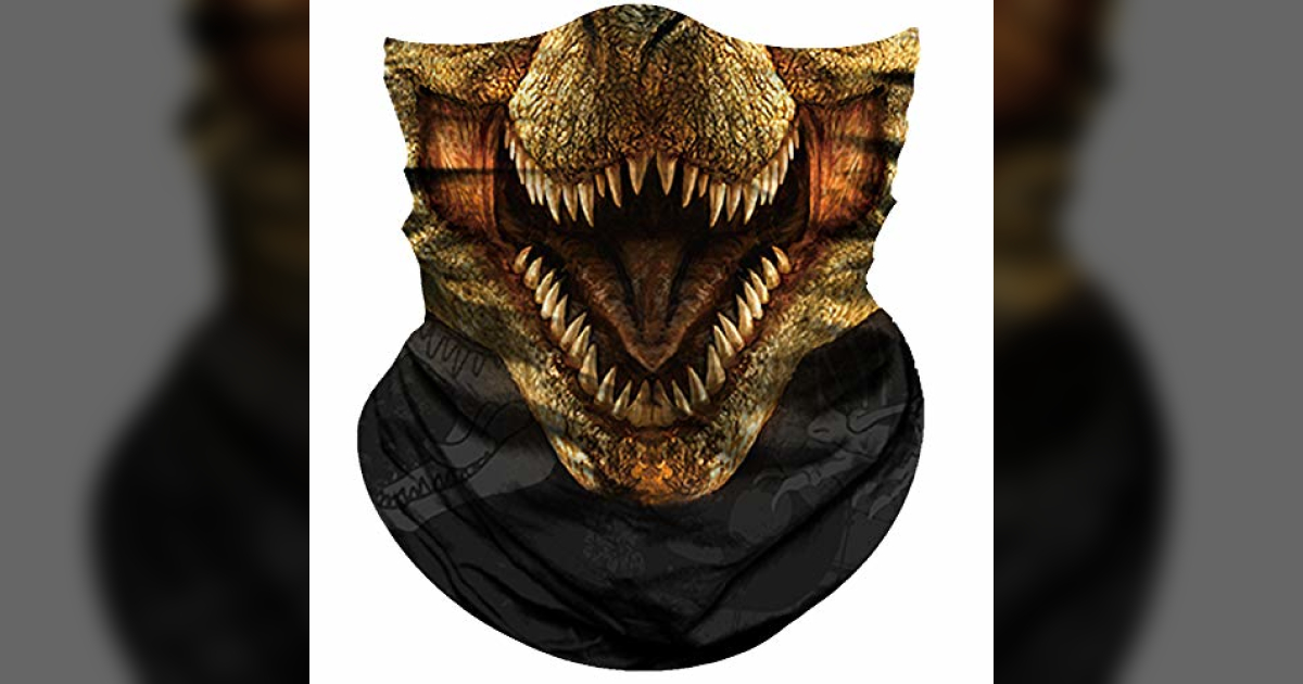 T-Rex Microfiber Neck Gaiter Face Mask | Jurassic Stuff